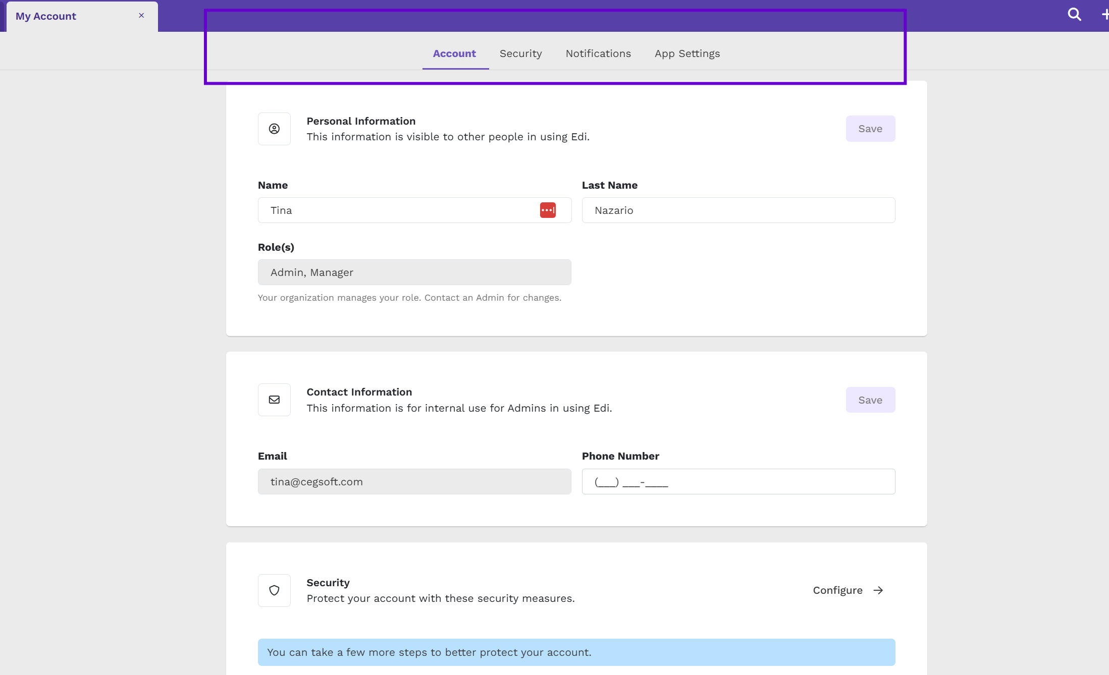 How can users modify their account and passwords? – Edi